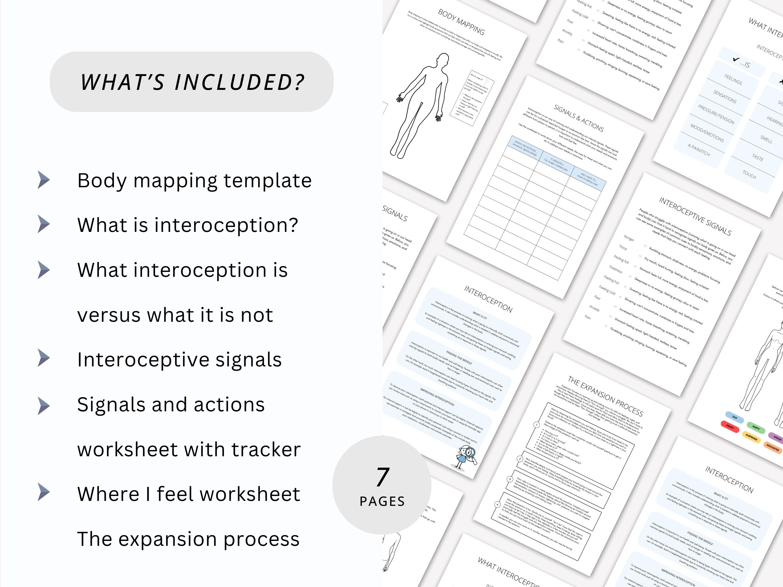 Body Mapping Interoception Worksheets for Managing and Understanding ...