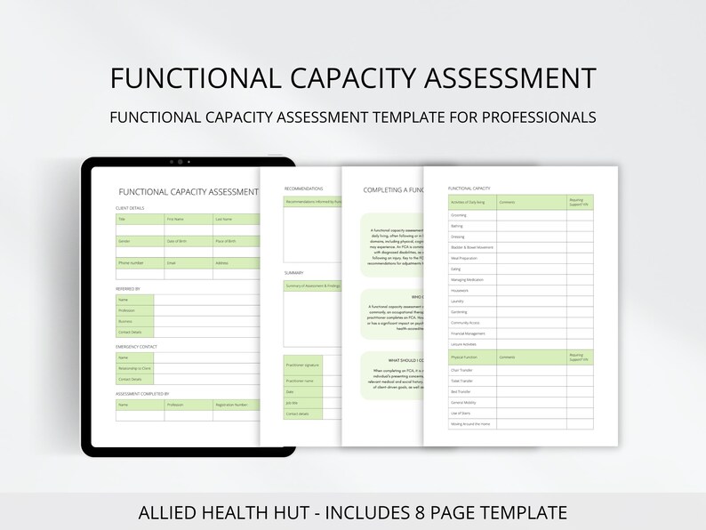 Functional Capacity Return to Work Assessment & Report Writing Template ...
