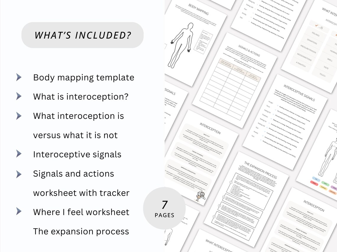 Emotional Regulation and Body Mapping Worksheets for Interoception, the ...