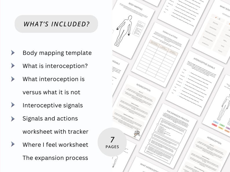 Emotional Regulation and Body Mapping Worksheets for Interoception, the ...