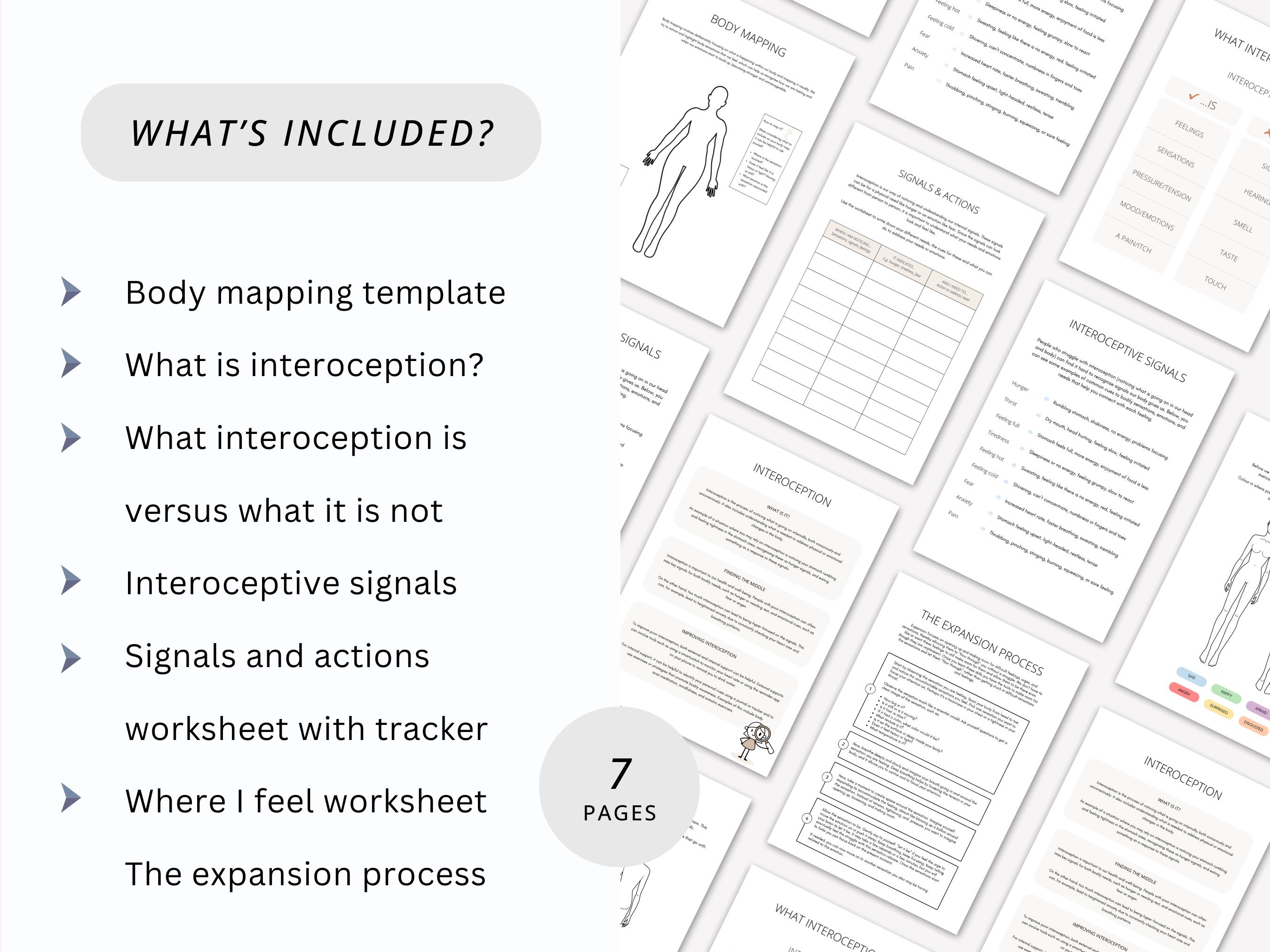 Emotional Regulation and Body Mapping Worksheets for Interoception, the ...