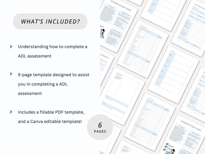 Activities of Daily Living Checklist and Assessment Template for ...