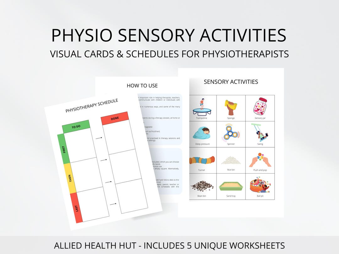 Physio Sensory Activity Visual Cards and Schedules for Physiotherapist ...