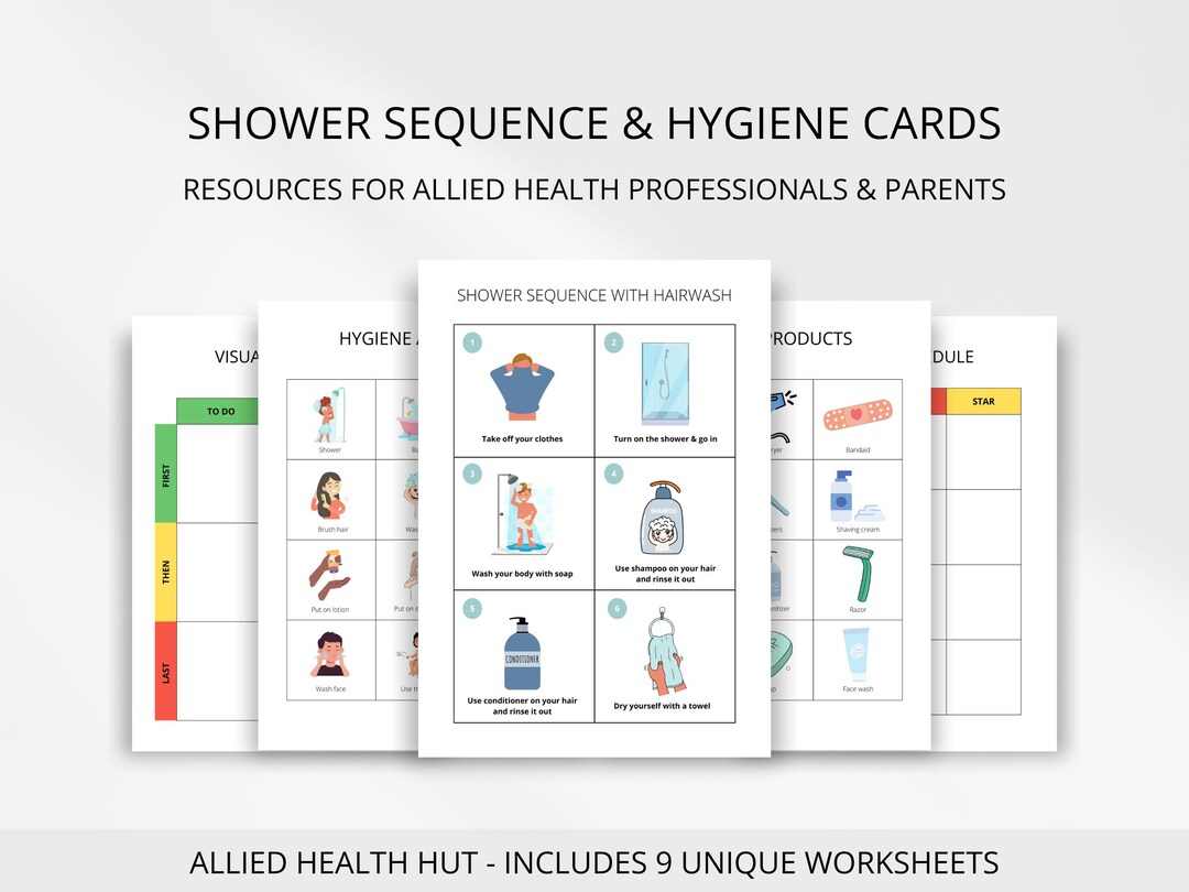 Shower Sequence and Personal Hygiene Cards for Allied Health ...