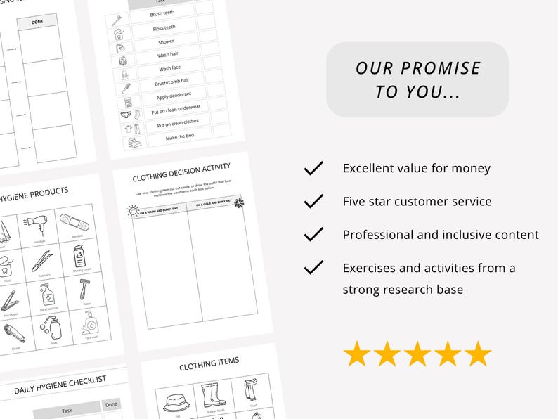 Hygiene Routine Checklist and Cards for Allied Health Worker Assisting ...