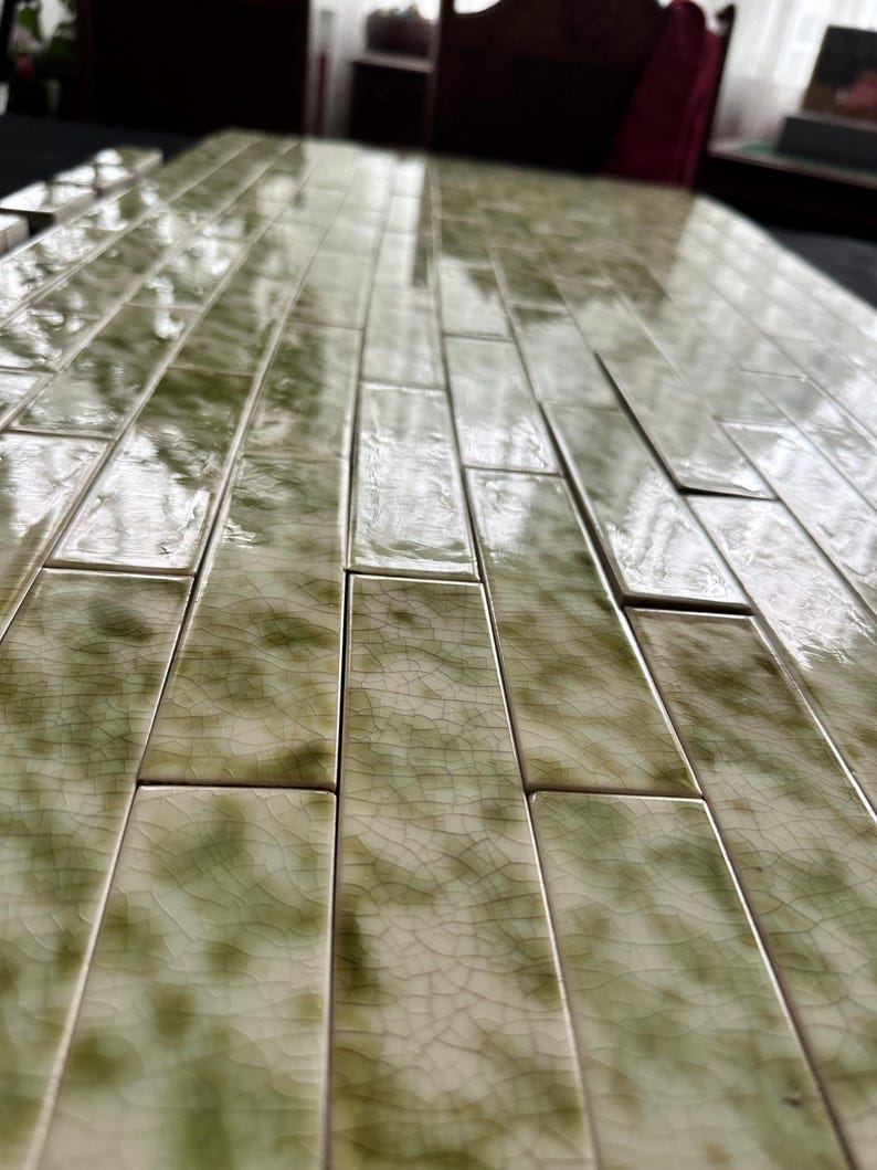 Antique AETCO Fireplace Tile Set – Large Mottled Green Architectural ...