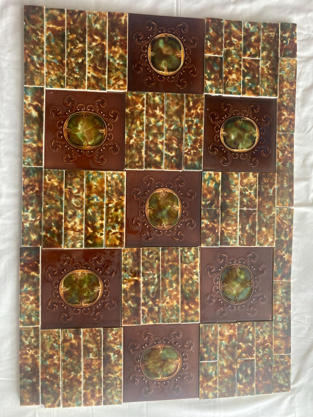 Antique Tile Surround Set: English Medallions & AETCO Mottled Flame ...