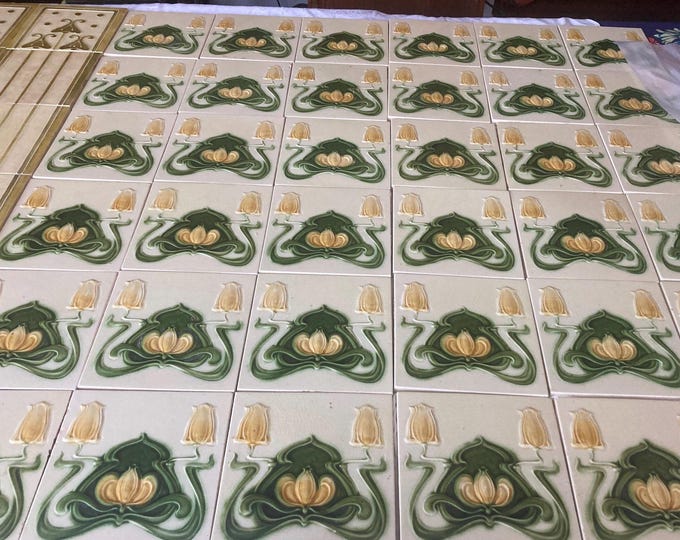 Antique Art Nouveau Water Lily Tiles - Etsy