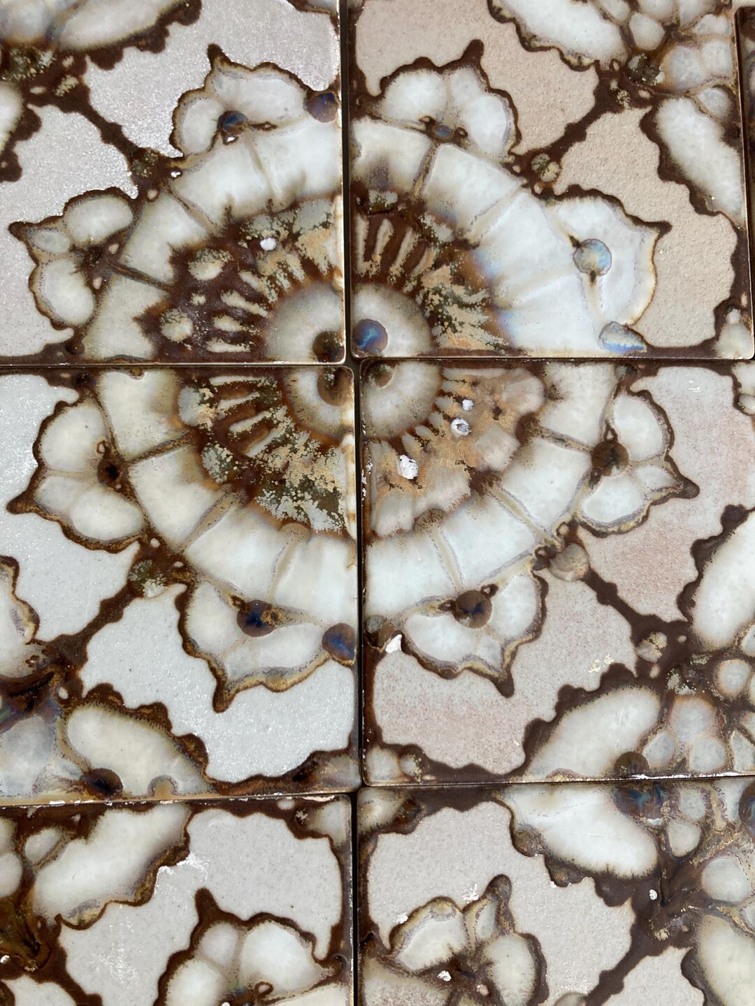 Mid-century Japanese Kyoto Sunburst Tiles — 36 Crystalline Medallions ...