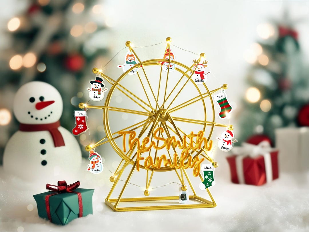 Personalized Christmas Ferris Wheel Ornament: Custom Family Names, LED ...