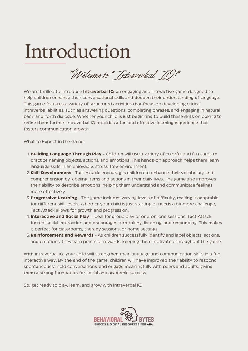 Intraverbal IQ (aligned With ABLLS -R, Section D) - Etsy