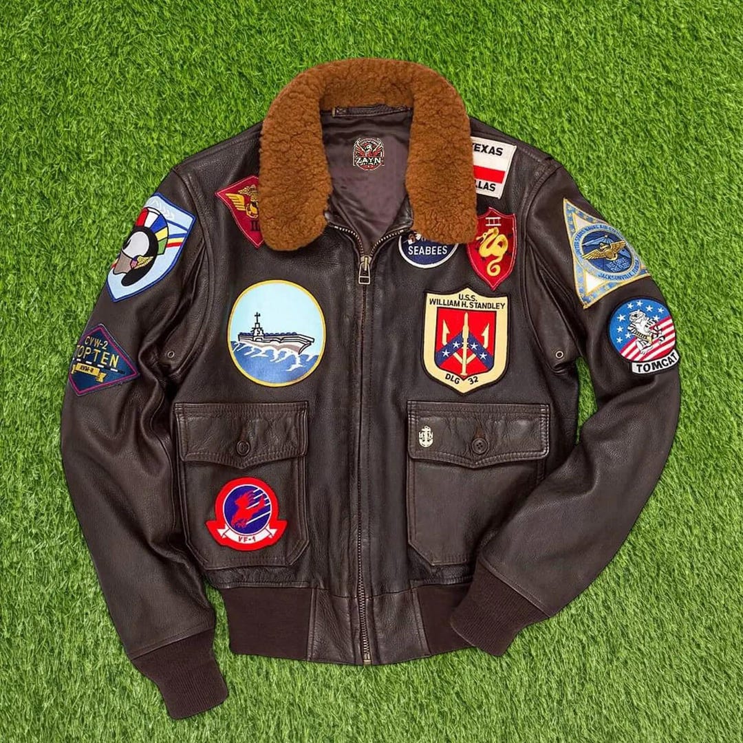 Handmade Leather Aviator Jacket: Vintage Military Bomber With Shearling ...