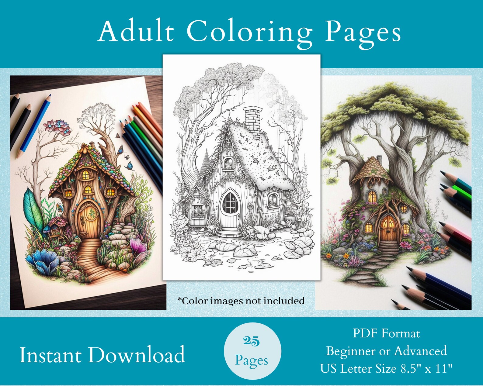 25 Fairy House Coloring Pages - Etsy