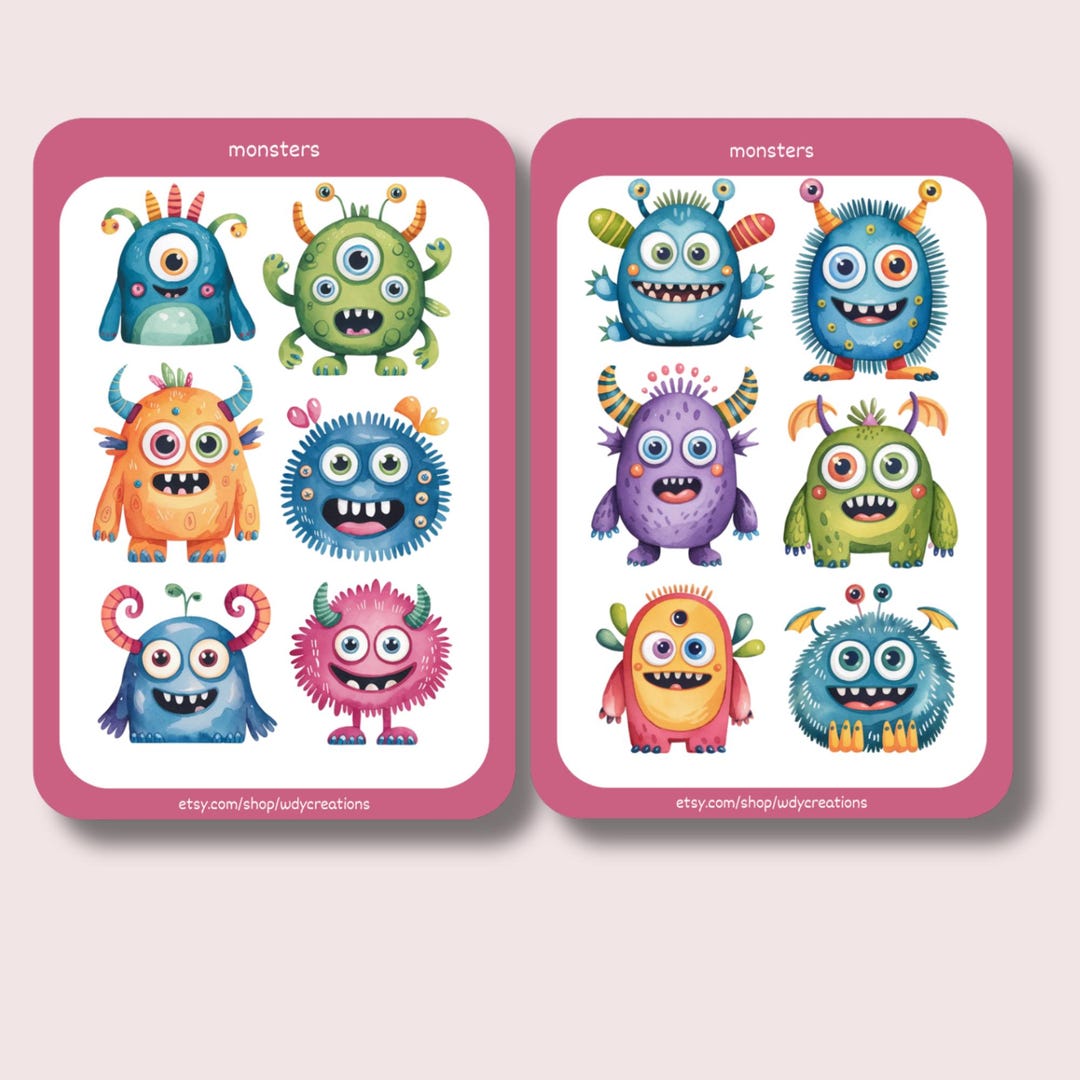 Monsters | Sticker Sheet | 12 Stickers - Etsy