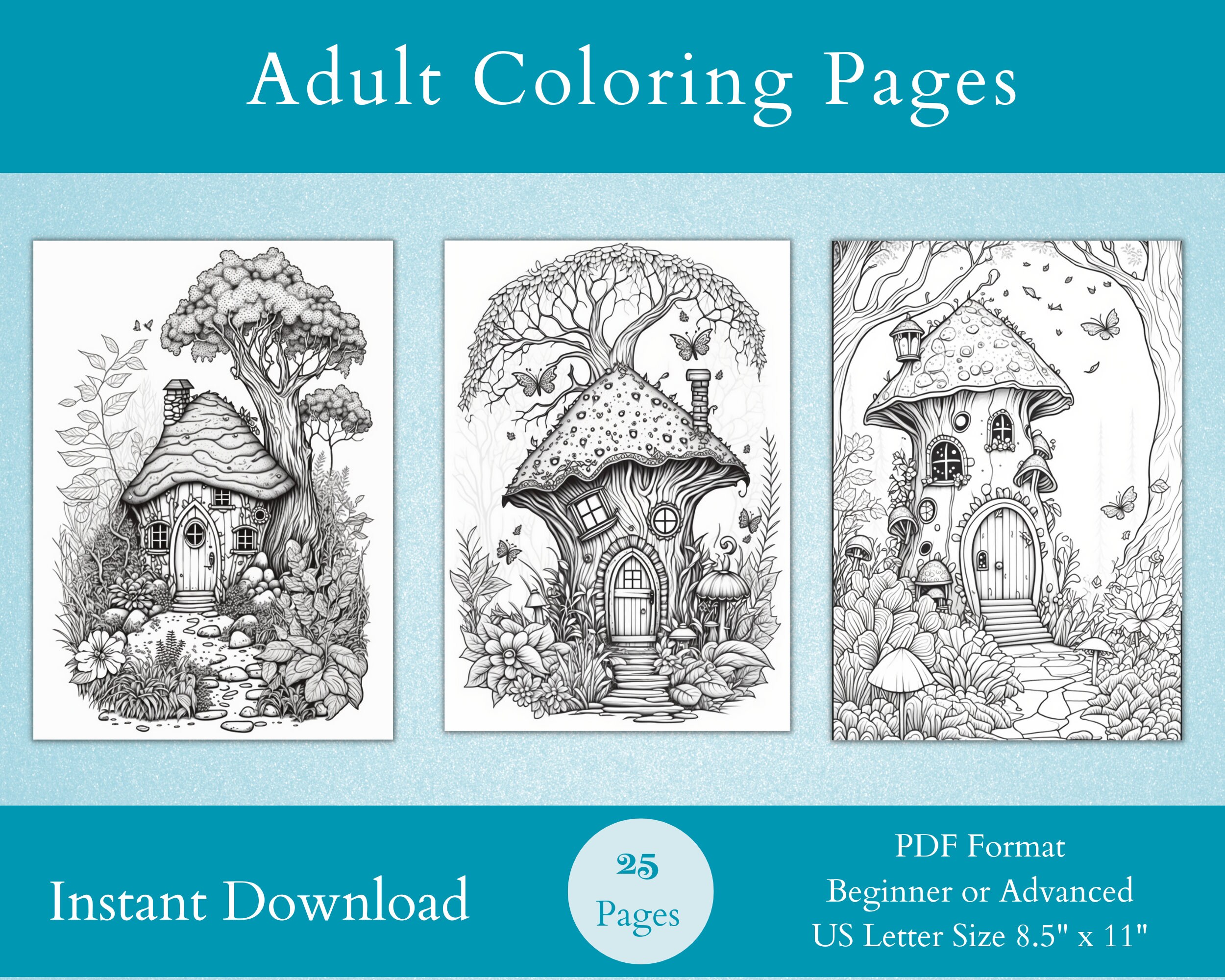 25 Fairy House Coloring Pages - Etsy