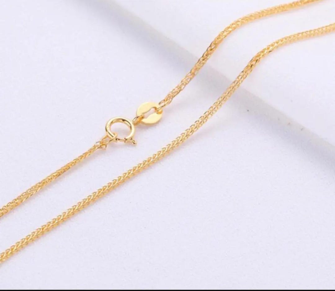 Women Chain Necklace Gold 18K Solid Real Plain Rose Gold Yellow Gold ...