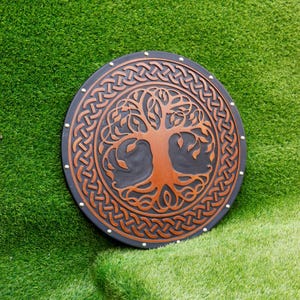 Handmade Medieval Shield Gift, Carved Norse Runes, Valhalla Wall Decor ...
