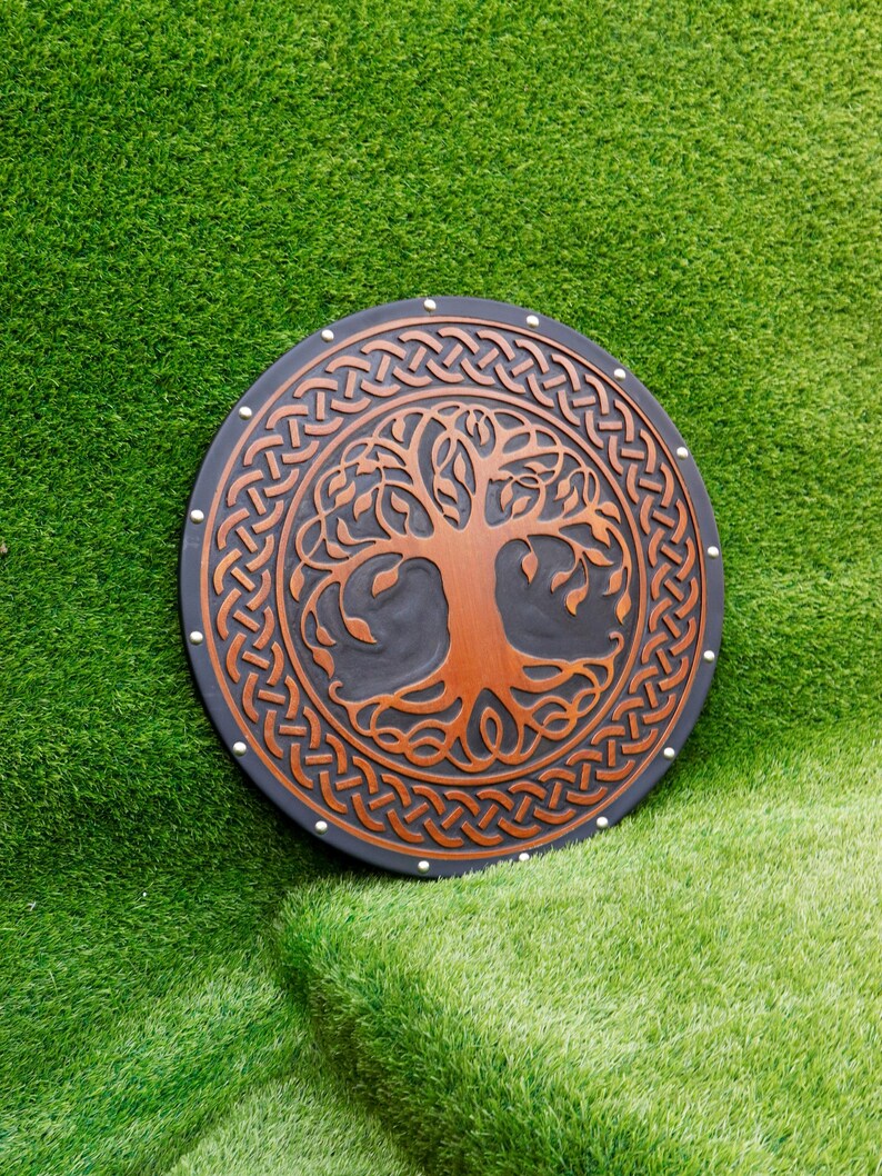 Handmade Medieval Shield Gift, Carved Norse Runes, Valhalla Wall Decor ...