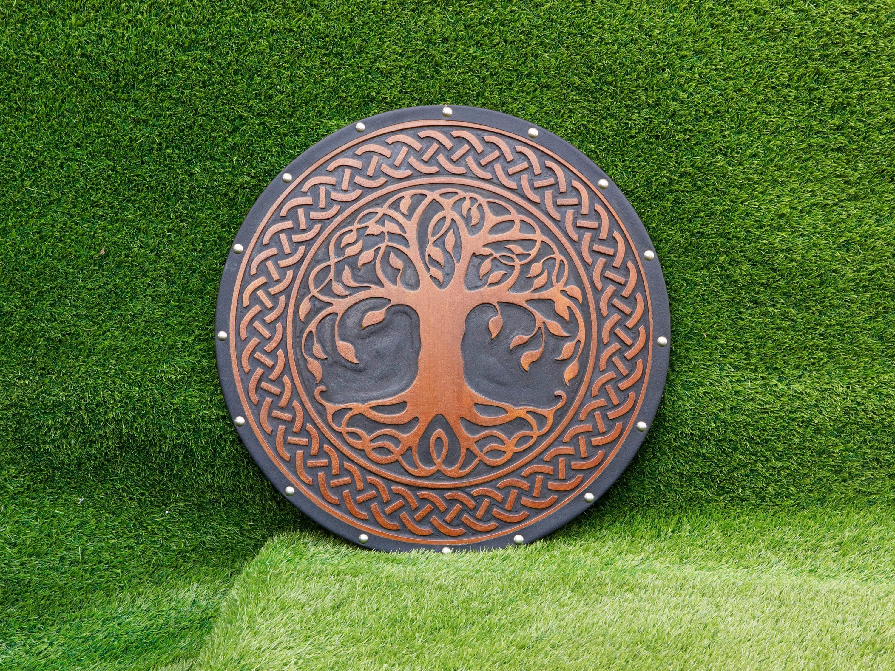 Handmade Medieval Shield Gift, Carved Norse Runes, Valhalla Wall Decor ...