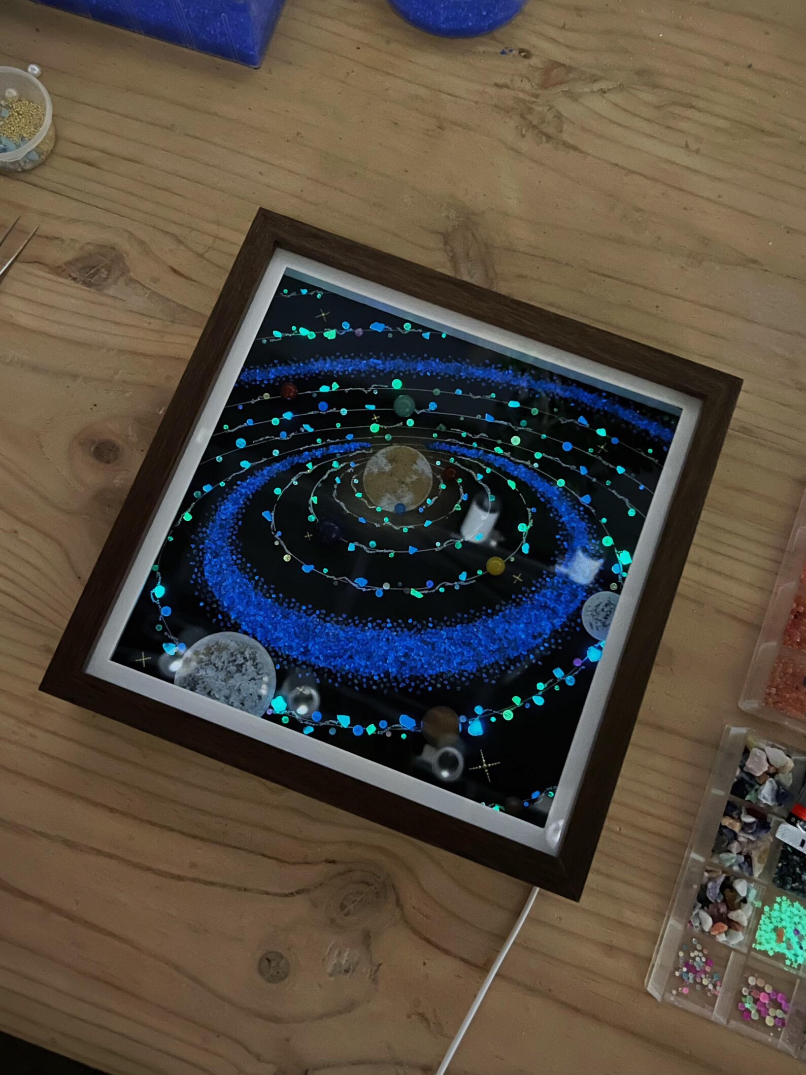 Solar System Frame Painting, Handmade Wall Hanging Decor, DIY Gifts ...