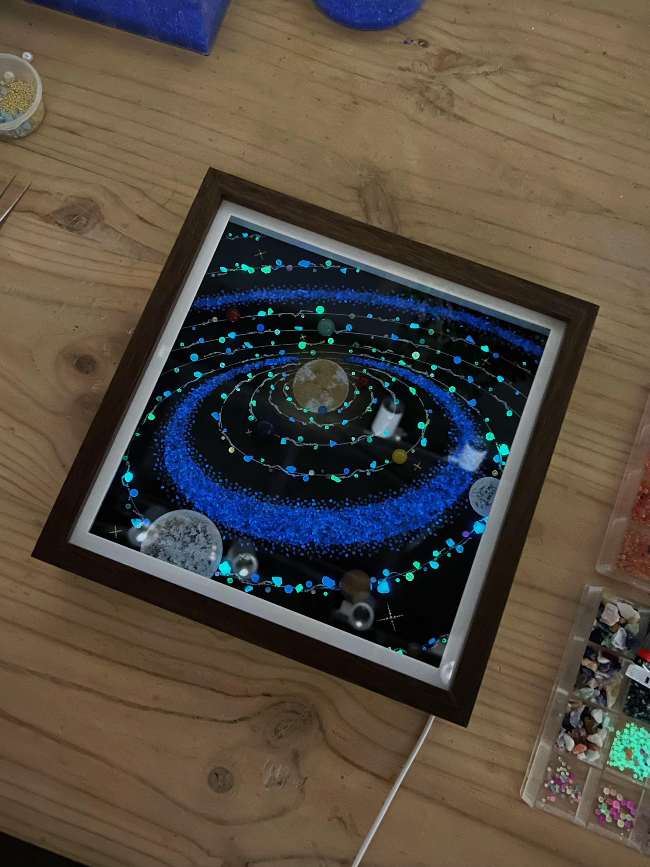 Solar System Frame Painting, Handmade Wall Hanging Decor, DIY Gifts ...