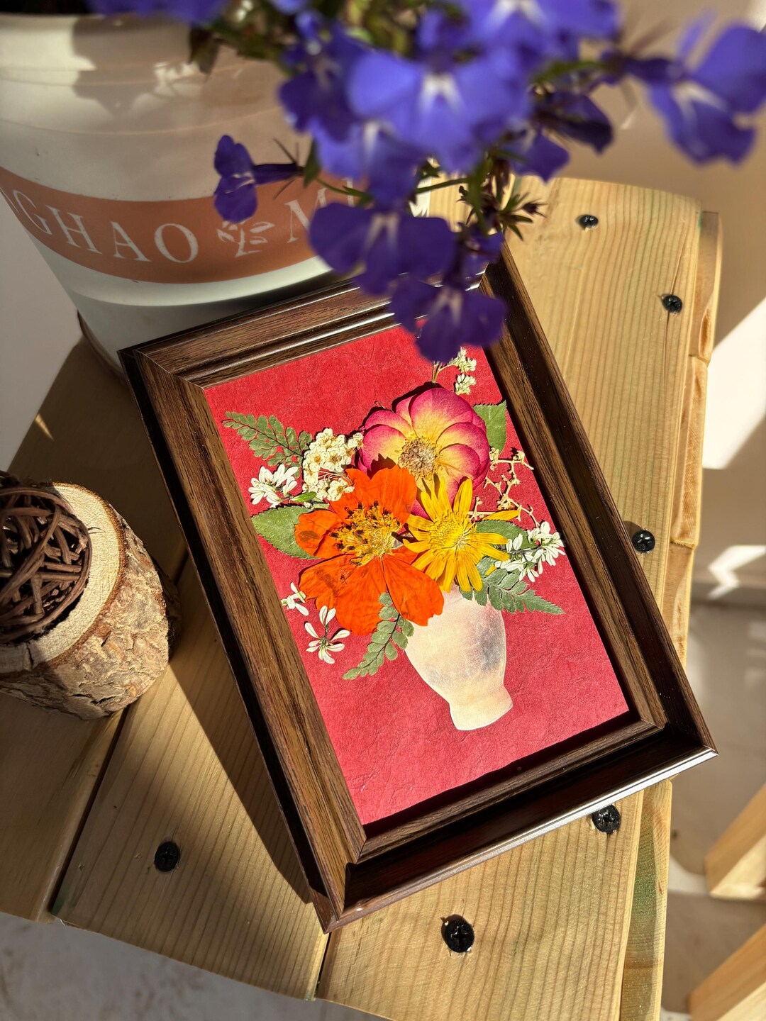 Pressed Flower Frame, Dried Flower Picture Frame, Botanical Art, Real ...