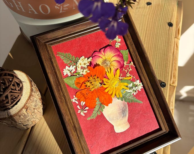 Pressed Flower Frame, Botanical Art Frame, Pressed Dried Flower Frame ...