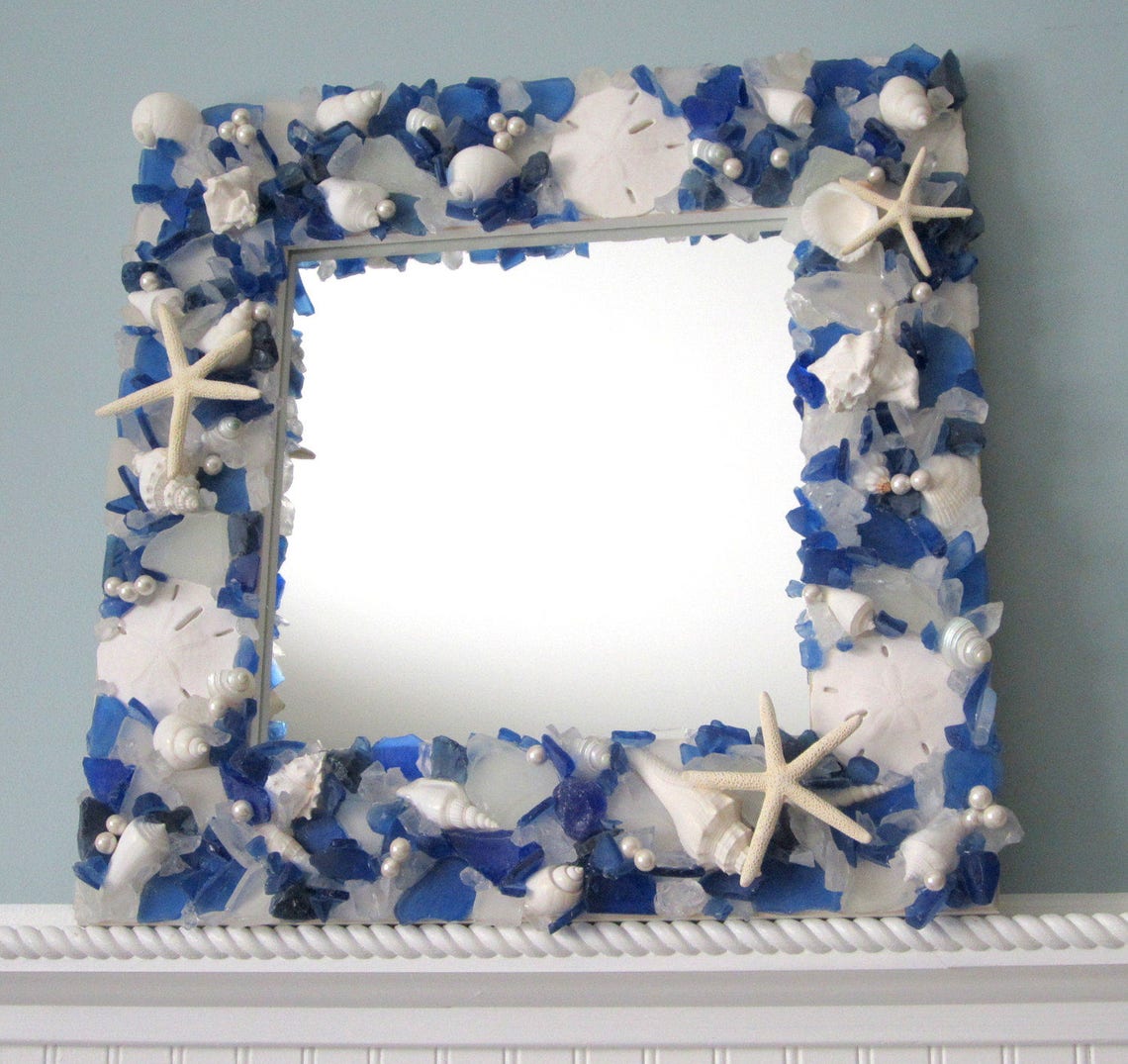 Sea Glass Mirror Beach Decor Seashell & Seaglass Mirror - Etsy