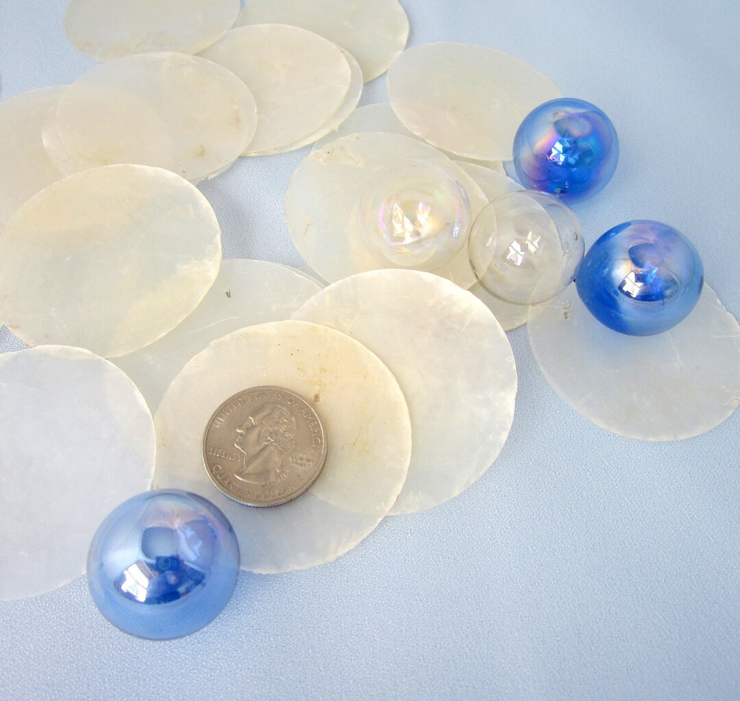 24PC Capiz Shell Disks, Beach Coastal Decor Flat Pearl Capiz Shells ...
