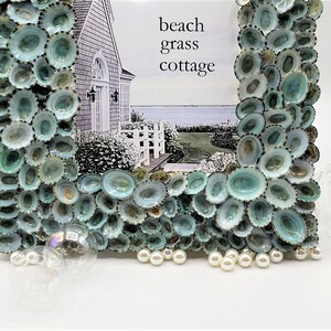 Seashell Picture Frame, Nautical Coastal Beach Decor Aqua Limpet Shell ...
