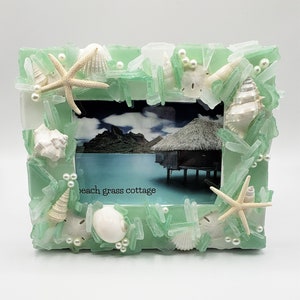 Sea Glass Picture Frame, Coastal Beach Decor Seaglass Art Frame Gift ...