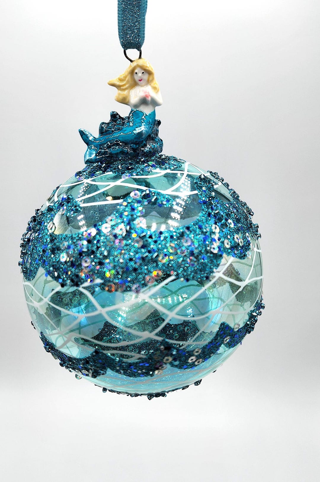 Beach Christmas Mermaid Ornament, Coastal Christmas Ornament, Mermaid ...