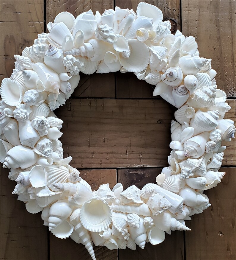 Beach Decor Seashell Wreath Nautical Decor WHITE Shell - Etsy