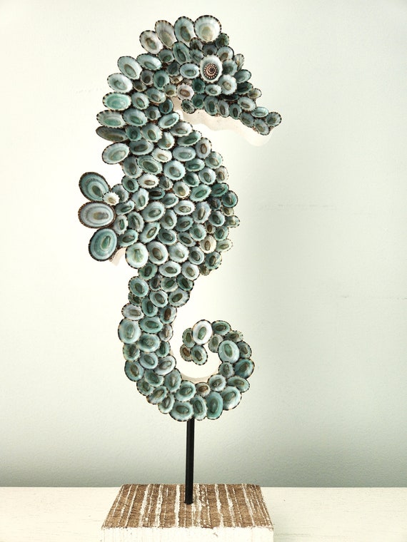 Aqua Seashell Seahorse Beach Nautical & Coastal Decor Aqua | Etsy