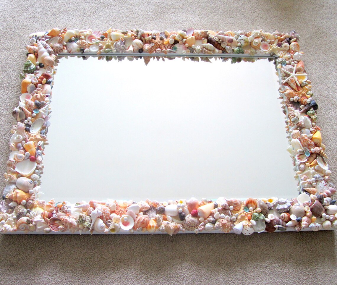 Beach Decor Seashell Mirror Nautical Decor Shell Mirror | Etsy