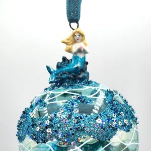 Beach Christmas Mermaid Ornament, Coastal Christmas Ornament, Mermaid ...
