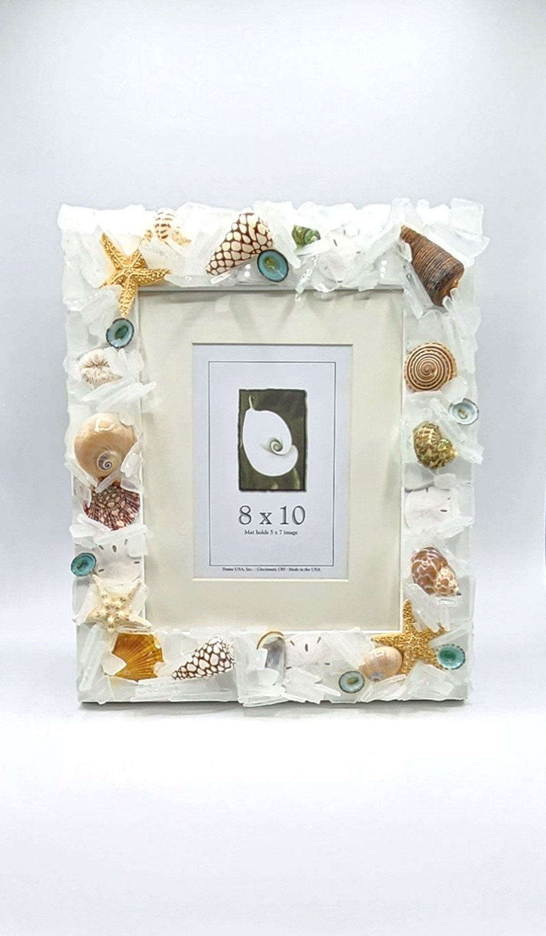 Beach Decor Sea Glass Picture Frame, Nautical Coastal Beach Decor ...