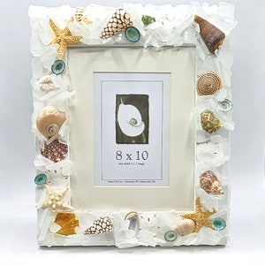 Beach Decor Sea Glass Picture Frame, Nautical Coastal Beach Decor ...