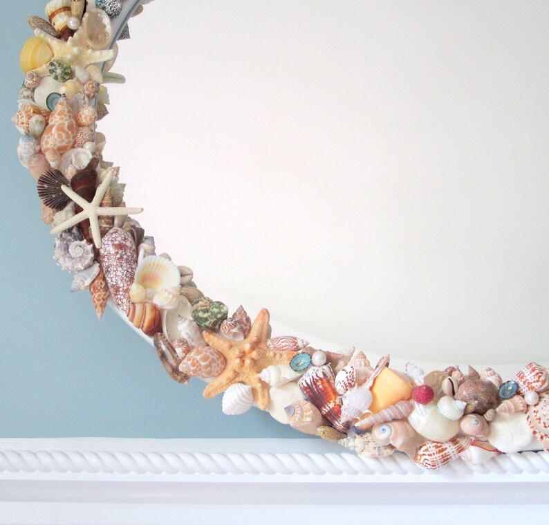 Beach Decor Seashell Mirror Nautical Decor Shell Mirror - Etsy