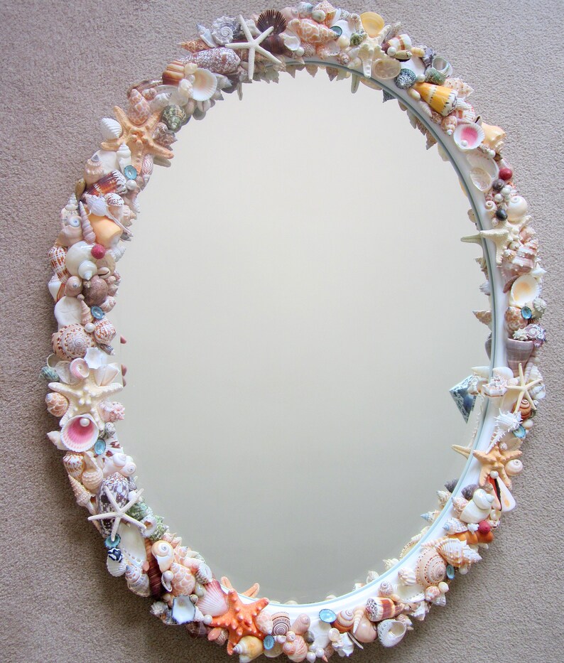 Beach Decor Seashell Mirror Nautical Decor Shell Mirror - Etsy