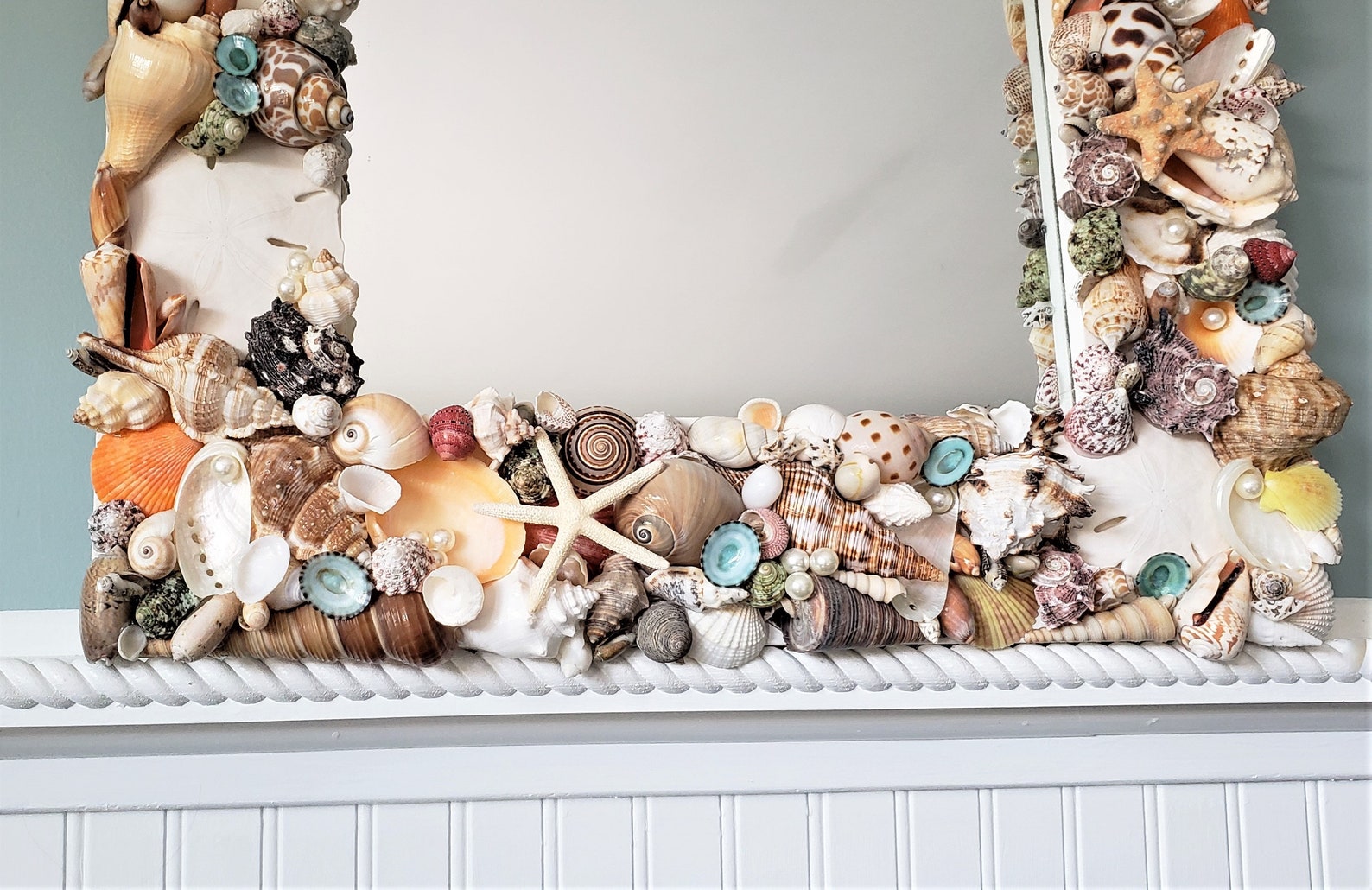 Beach Decor Seashell Mirror, Nautical Decor Shell Mirror, Coastal Decor ...