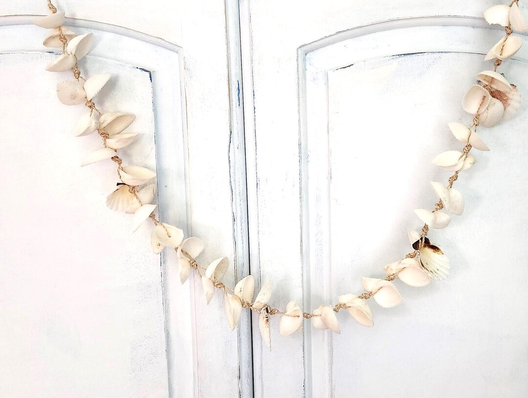 White Seashell Garland: Coastal Christmas or Beach Nautical Decor Shell ...