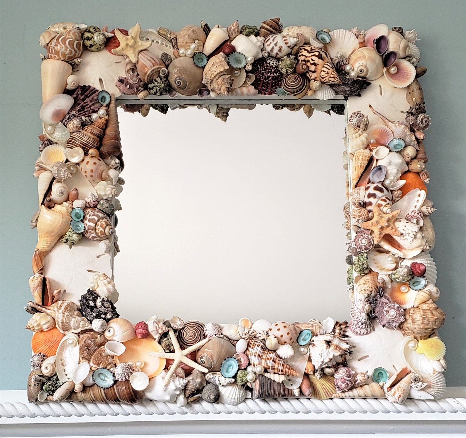 Beach Decor Seashell Mirror, Nautical Decor Shell Mirror, Coastal Decor ...