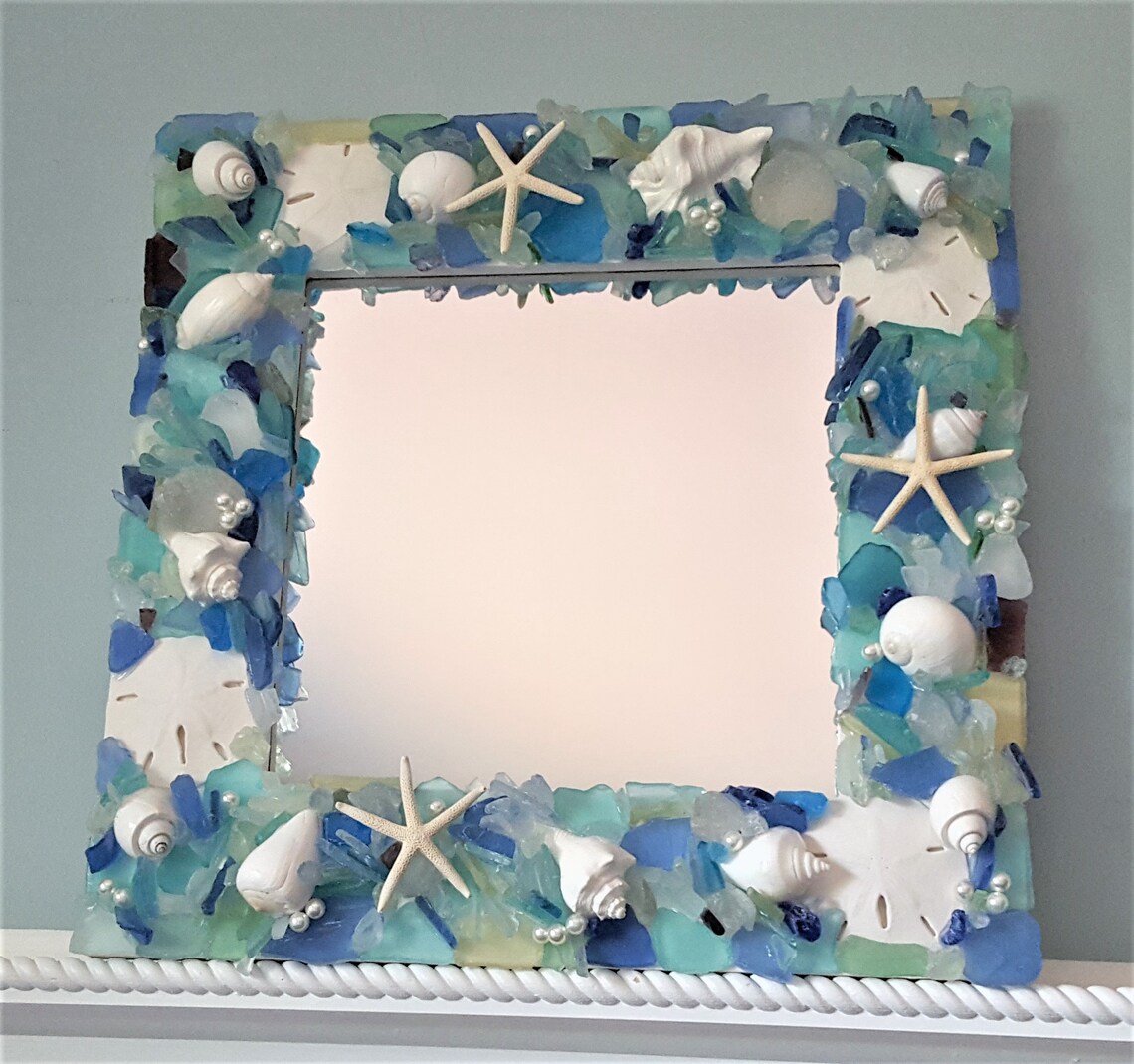 Sea Glass Mirror Beach Decor Seashell & Seaglass Mirror - Etsy