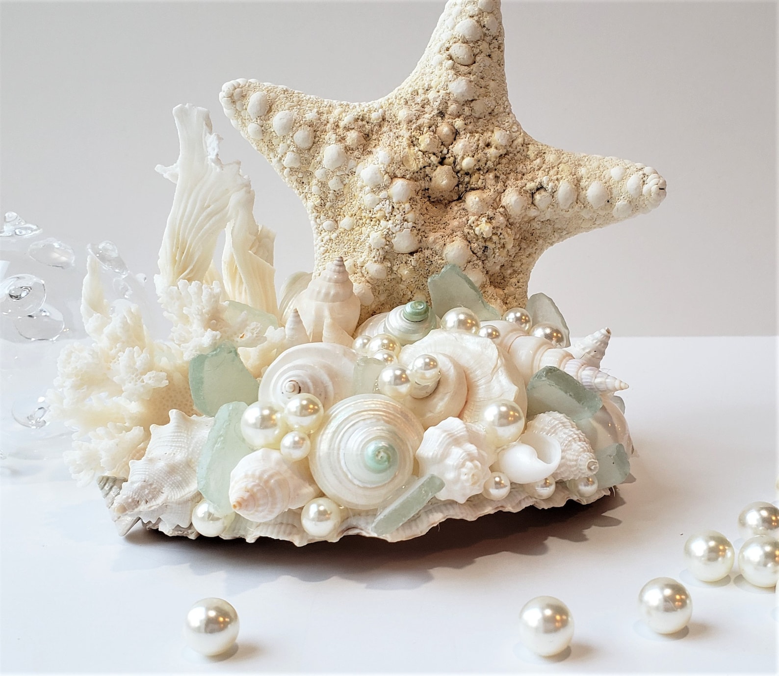 Beach Wedding Starfish Cake Topper Seashell & Coral Wedding | Etsy