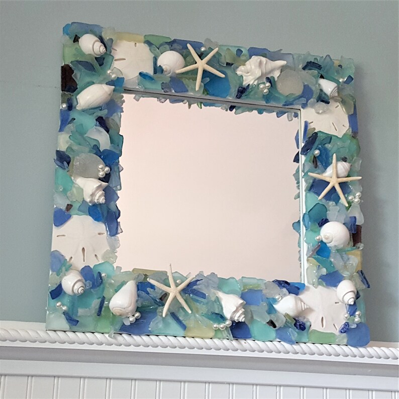 Sea Glass Mirror Beach Decor Seashell & Seaglass Mirror | Etsy