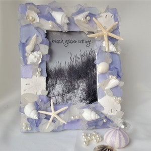 Beach Decor Sea Glass Frame, Nautical Decor Beach Glass Frame, Coastal ...