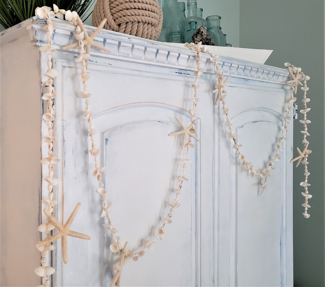 Beach Wedding Decor WHITE SEASHELL Garland, Coastal Wedding Decor White ...