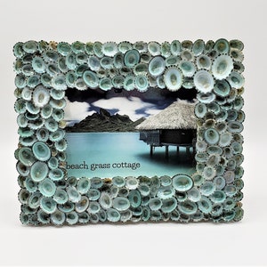 Seashell Picture Frame, Nautical Coastal Beach Decor Aqua Limpet Shell ...