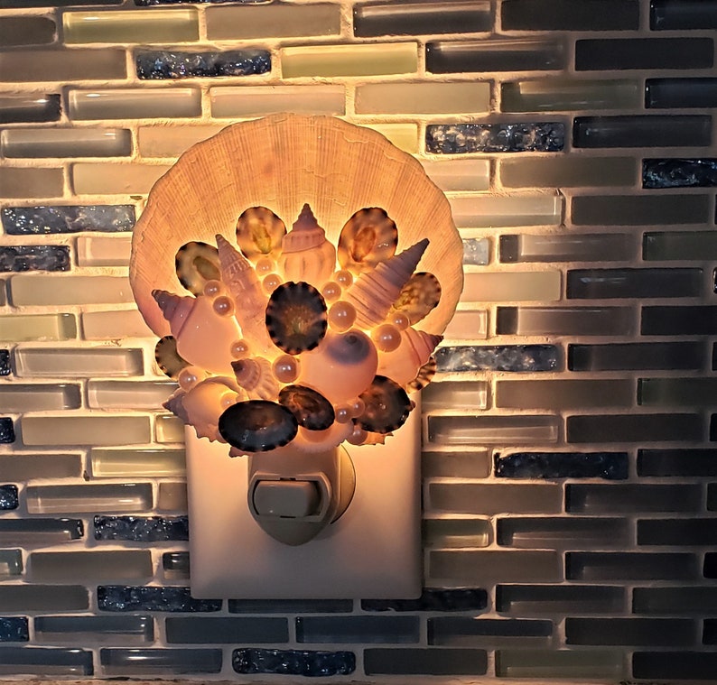 Beach Decor Seashell Night Light Nautical Decor White Shell - Etsy